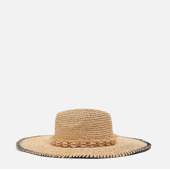 Zara | Accessories | Zara Raffia Hat With Shell Trim | Poshmark